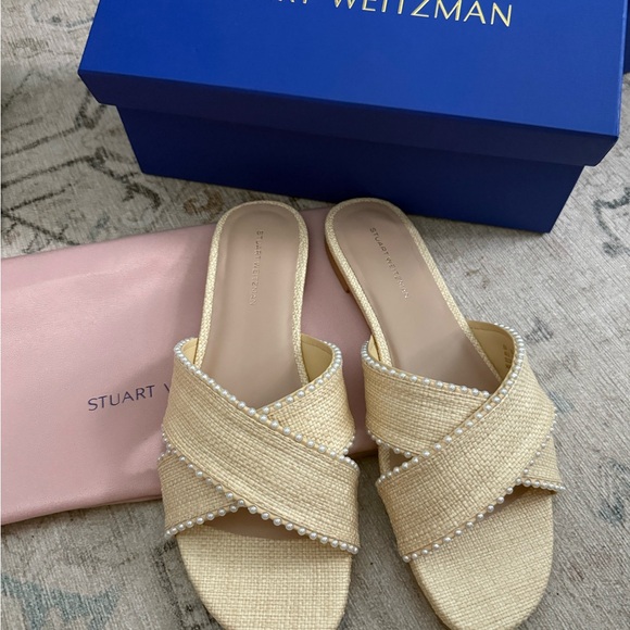 Stuart Weitzman | Shoes | Stuart Weitzman Womens Cream Slide Sandals In ...